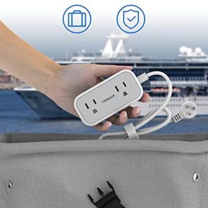 Mini Power Strip with 3 USB Ports, TESSAN 2 Outlet Portable Flat Plug Strip with 5 Ft Small Extension Cord, No Surge Protector for Cruise Ship Essentials Travel