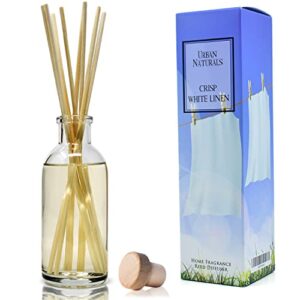 urban naturals crisp white linen reed diffuser gift set | with citrus, ozone, ylang-ylang, lilies & sandalwood scent notes for a fresh, clean cotton smelling home | made in the usa – great deal!