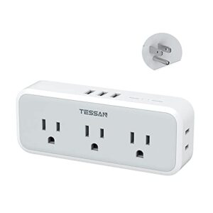 multi plug outlet splitter, tessan 5 ac surge protector outlet extender with 3 usb wall charger, multiple plug expander for home office dorm room essentials