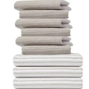 ROOM ESSENTIALS™ - 9pk Dish Cloths (3 Striped, 6 Solid) - Jet Gray