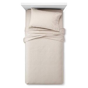 room essentials jersey sheet set diamond geo tan/white twin/xl