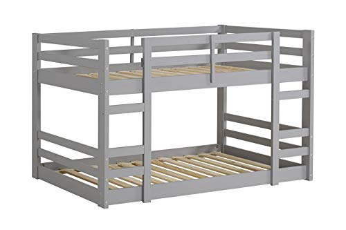 Walker Edison Alexander Classic Solid Wood Stackable Jr Twin over Twin Bunk Bed, Twin over Twin, Grey