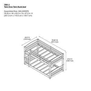 Dorel Living Sierra Twin over Twin Bunk Bed | Mocha | DL7891 model