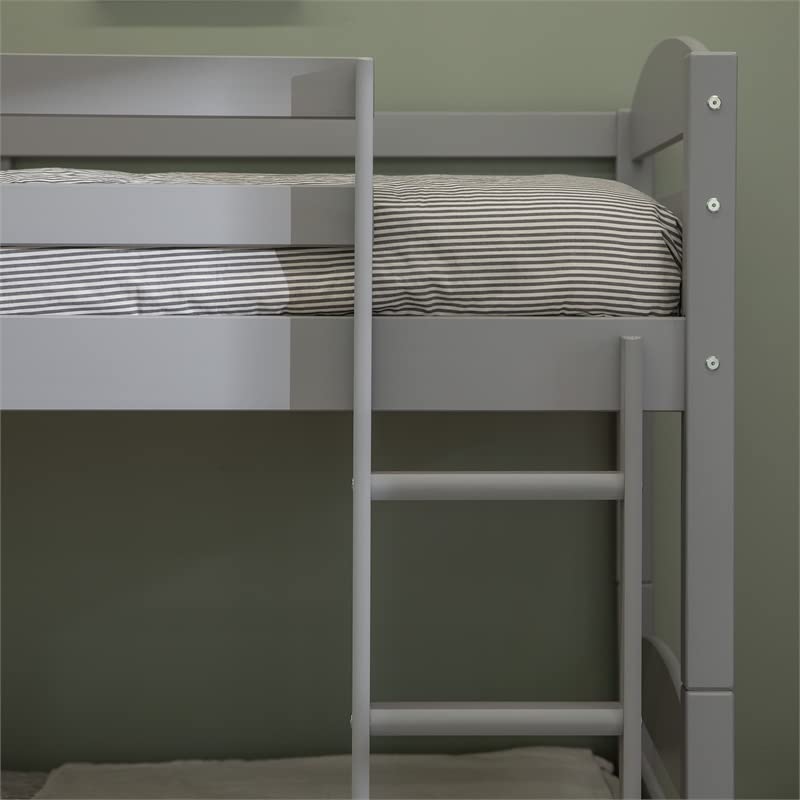 Walker Edison Della Classic Solid Wood Twin over Twin Bunk Bed, Twin over Twin, Grey