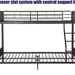 ZEKOLO Upgraded Version & Stronger Steel Bunk Bed Twin XL Over Queen with Safer Guardrails and Ladder, Thickend More Stable Metal Twin XL Over Queen Bunkbeds, Gunmetal (Easier to Assemble)