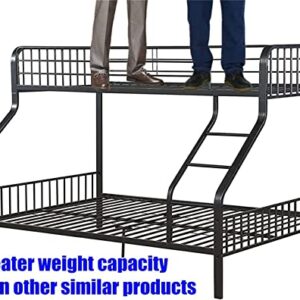 ZEKOLO Upgraded Version & Stronger Steel Bunk Bed Twin XL Over Queen with Safer Guardrails and Ladder, Thickend More Stable Metal Twin XL Over Queen Bunkbeds, Gunmetal (Easier to Assemble)