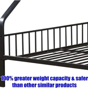 ZEKOLO Upgraded Version & Stronger Steel Bunk Bed Twin XL Over Queen with Safer Guardrails and Ladder, Thickend More Stable Metal Twin XL Over Queen Bunkbeds, Gunmetal (Easier to Assemble)