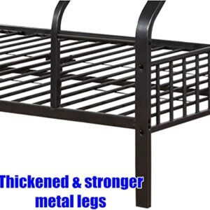 ZEKOLO Upgraded Version & Stronger Steel Bunk Bed Twin XL Over Queen with Safer Guardrails and Ladder, Thickend More Stable Metal Twin XL Over Queen Bunkbeds, Gunmetal (Easier to Assemble)