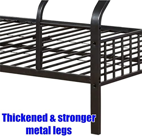 ZEKOLO Upgraded Version & Stronger Steel Bunk Bed Twin XL Over Queen with Safer Guardrails and Ladder, Thickend More Stable Metal Twin XL Over Queen Bunkbeds, Gunmetal (Easier to Assemble)