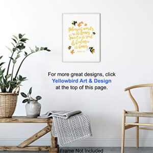 Honey Bee Decor - Bee Wall Decor - Bee Wall Art - Inspirational Religious Wall Decor - Proverbs Bible Study - Christian Gifts for Women - Bible Verses Wall Decor - Spiritual Holy Scriptures Wall Art