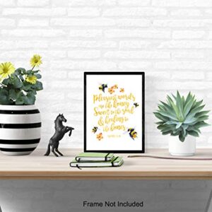 Honey Bee Decor - Bee Wall Decor - Bee Wall Art - Inspirational Religious Wall Decor - Proverbs Bible Study - Christian Gifts for Women - Bible Verses Wall Decor - Spiritual Holy Scriptures Wall Art