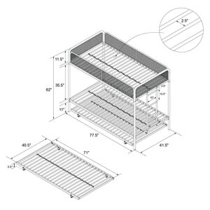 DHP Triple Metal Bunk Bed Frame, White, Twin