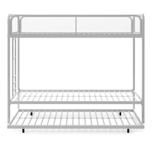 DHP Triple Metal Bunk Bed Frame, White, Twin