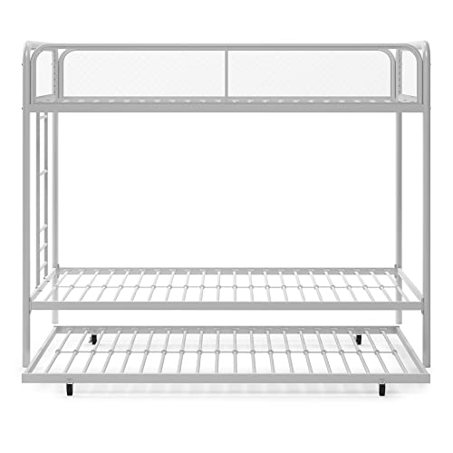 DHP Triple Metal Bunk Bed Frame, White, Twin