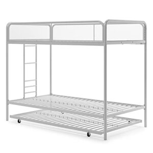 DHP Triple Metal Bunk Bed Frame, White, Twin