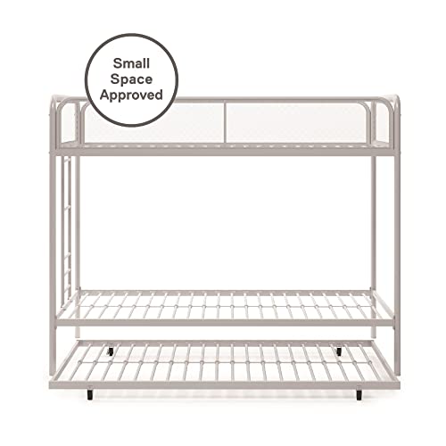 DHP Triple Metal Bunk Bed Frame, White, Twin