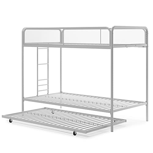 DHP Triple Metal Bunk Bed Frame, White, Twin