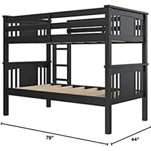 DHP Dorel Living Dylan Twin Wood Bed for Kids, Black Bunk