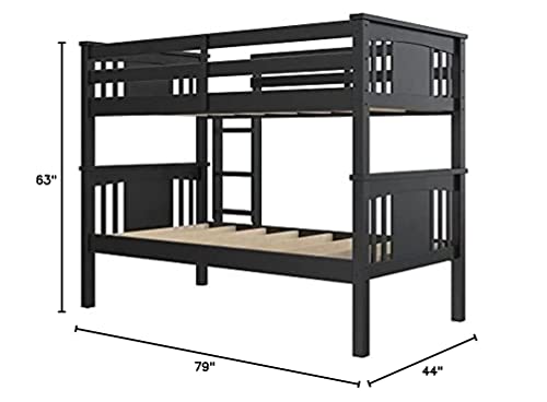 DHP Dorel Living Dylan Twin Wood Bed for Kids, Black Bunk