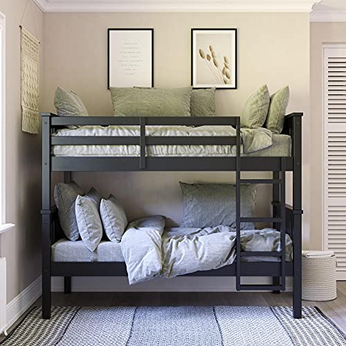 DHP Dorel Living Dylan Twin Wood Bed for Kids, Black Bunk