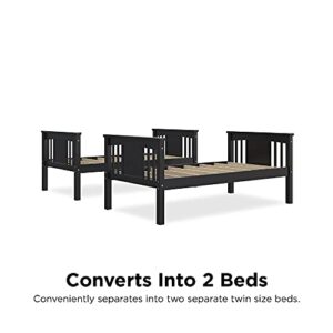 DHP Dorel Living Dylan Twin Wood Bed for Kids, Black Bunk