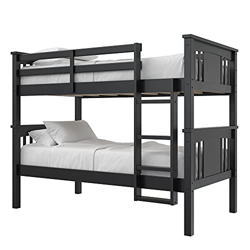 DHP Dorel Living Dylan Twin Wood Bed for Kids, Black Bunk