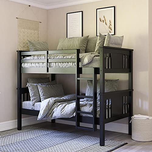 DHP Dorel Living Dylan Twin Wood Bed for Kids, Black Bunk