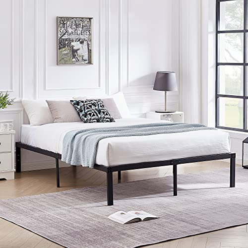 VECELO 14" Queen Metal Platform Bed Frame,Heavy Duty Steel Slat/Easy Assembly Mattress Foundation/No Box Spring Needed