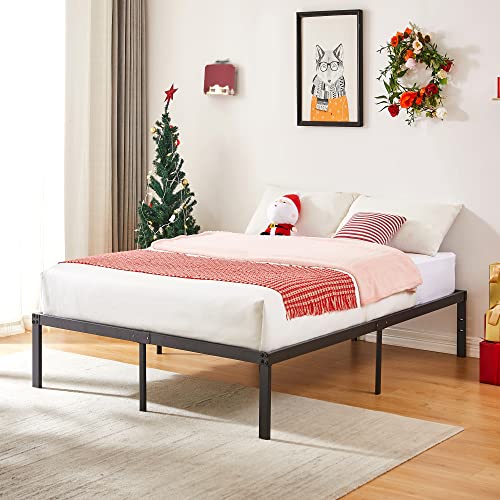 VECELO 14" Queen Metal Platform Bed Frame,Heavy Duty Steel Slat/Easy Assembly Mattress Foundation/No Box Spring Needed