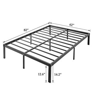 VECELO 14" Queen Metal Platform Bed Frame,Heavy Duty Steel Slat/Easy Assembly Mattress Foundation/No Box Spring Needed