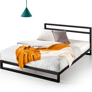 zinus trisha metal platforma bed frame with headboard / wood slat support / no box spring needed / easy assembly, full