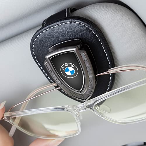 Car Sunglasses Holder for BMW Suit for 5 6 7 Series X3 X4 X5 X6 M Vehicles, Glasses Holder for Cars with BMW Logo, Visor Sunglasses Holder for BMW, Men Women, Clip-on Car Glasses Holder Black