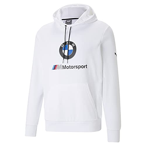 PUMA Men's Standard BMW MMS Essentials Logo Hoodie, White, Large