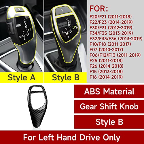 HENGYUESHANG Car Sticker Decals Gear Shift Knob Cover Carbon Color ABS Trim fits for BMW F20 F21 F22 F23 F30 F31 F32 F33 F34 F35 F36 F07 F10 F12 F13 F15 F16 F25 F26 Accessories (Style B)