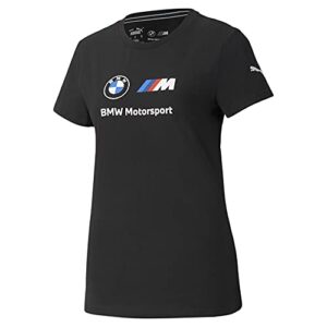 puma women’s standard bmw mms essentials logo tee, black, x-small