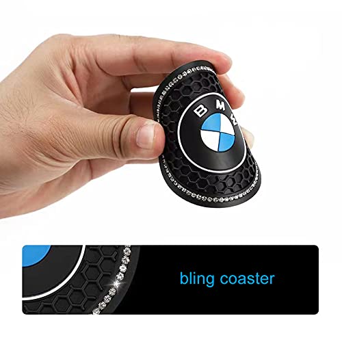 2.75 Inches Car Interior Accessories Bling Cup Holder Insert Drink Coaster Silicone Anti-Slip Mat Fit for BMW 1 3 5 7 Series F30 F35 320li 316 Car SUV Truck 2PCS