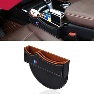 oyadm boutique embroidery storage box seat gap filler, console organizer, car pocket, seat catcher, seat crevice storage box(black)