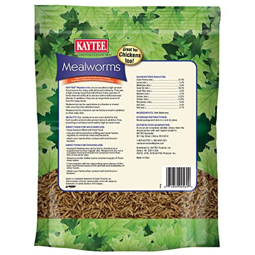 Kaytee Wild Bird Food Mealworms For Bluebirds, Wrens, Robins, Chickadees, Woodpeckers, Cardinals & Chickens, 17.6 Ounce