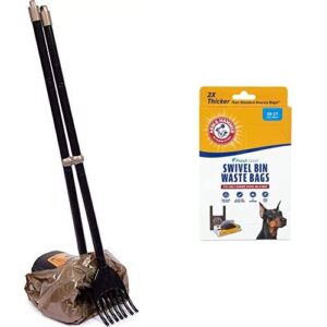 petmate arm & hammer swivel bin & rake pooper scooper and 20 scented waste bin bags