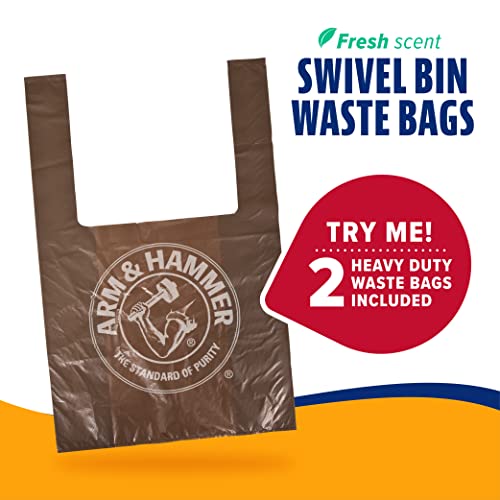 Arm & Hammer Swivel Bin & Rake Pooper Scooper Waste Management System (2 Bonus Heavy Duty Handle Tie Waste Bags Included for Premium Odor Control)