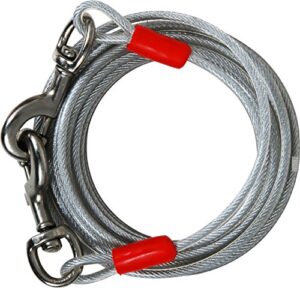 petmate heavy duty vinyl tie out cable – clear break strength 2000 lbs -15 ft cable, silver