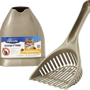 Petmate Scoop and Hide Cat Litter Scoop with Storage Compartment and Built-in Rake, Durable Long Handle Litter Scooper, Deep Shovel for Maximum Sifting