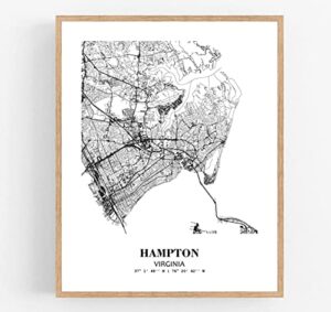 eleville 24x36 unframed hampton virginia city view abstract road modern map art print poster wall office home decor minimalist line art hometown housewarming wgn630