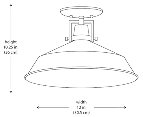 Hampton Bay Wilhelm 12 in. 1-Light Black Farmhouse Semi-Flush Mount Kitchen Ceiling Light Fixture