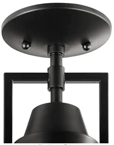 Hampton Bay Wilhelm 12 in. 1-Light Black Farmhouse Semi-Flush Mount Kitchen Ceiling Light Fixture