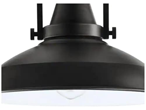 Hampton Bay Wilhelm 12 in. 1-Light Black Farmhouse Semi-Flush Mount Kitchen Ceiling Light Fixture