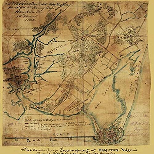 Union Army Encampment is Hampton Virginia showing Picket lines and Fort Munroe landmarks in the area around Union-occupied Hampton Va including the Poor Farm the Female Seminary Buckrows house Hickma