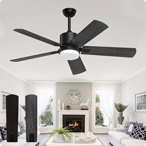 biukis ceiling fans with lights and remote, 52 inch outdoor ceiling fan with remote, modern black fan with lights for patio farmhouse bedroom