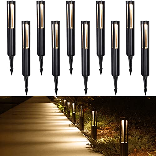 LEONLITE 10-Pack LED Low Voltage Landscape Lights, 3W 12V Pathway Lights Low Voltage, IP65 Waterproof, Landscape Path Lighting with Aluminum Housing, 50,000 Hours, 3000K Warm White, 172lm, Black