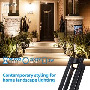 LEONLITE 10-Pack LED Low Voltage Landscape Lights, 3W 12V Pathway Lights Low Voltage, IP65 Waterproof, Landscape Path Lighting with Aluminum Housing, 50,000 Hours, 3000K Warm White, 172lm, Black